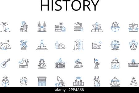 Ancestral records line icons collection. Genealogy, Heritage, Lineage ...