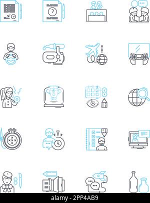 Desk organizers linear icons set. Drawer, File, Tray, Sorter, Rack ...