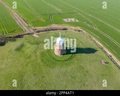 aerial view of halnaker tower windmill on halnaker hill in west sussex ...