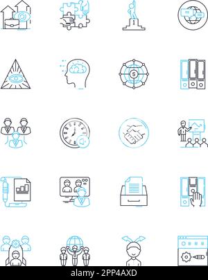 Executive Mogul linear icons set. Success, Leadership, Fortune ...