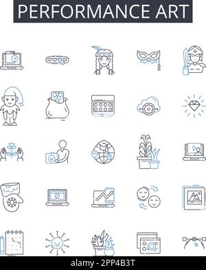 Visual arts vector line icons set. Drawing, Painting, Sculpture, Mosaic ...