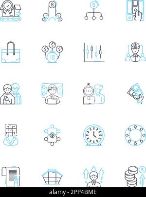 Record keeping linear icons set. Organization, Archiving, Storage, Management, Filing, Retention ...