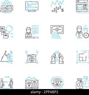 Accounting records linear icons set. Ledger, Journal, Balance, Asset ...