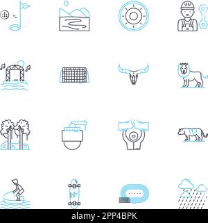 Daring excursion linear icons set. Adventure, Brave, Risky, Fearless ...