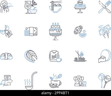 Deli line icons collection. Brisket, Bagels, Reuben, Pastrami, Pickles ...