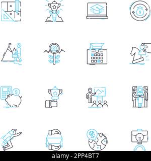 Data and images linear icons set. Visualization, Infographic, Pixels ...