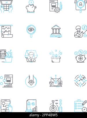Financial containment linear icons set. Budgeting, Saving, Frugality ...