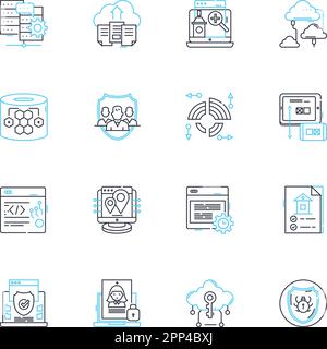 Nerk encryption linear icons set. Encryption, Security, Privacy, Cryptography, Protection ...