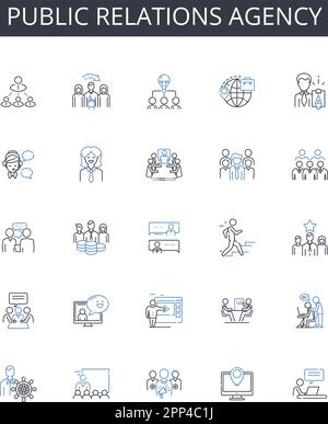 Public relations agency line icons collection. Strategy, Innovation ...