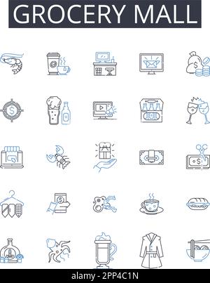 Mini-market line icons collection. Convenience, Refreshment, Quick ...