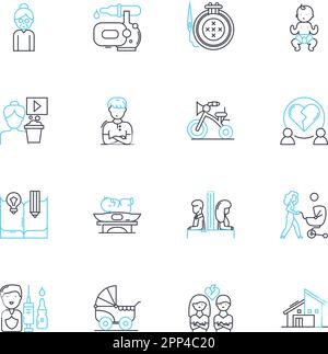 Kinship linear icons set. Family, Clan, Ancestry, Lineage, Inheritance ...