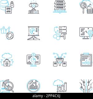 Business records linear icons set. Bookkeeping, Accounting, Ledger ...