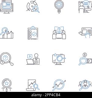 Grading line icons collection. Evaluation, Ranking, Assessment, Scoring ...