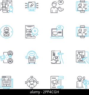 Corporate governance linear icons set. Accountability, Board, Ethics, Transparency, Shareholders ...