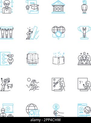 Progressive pedagogy linear icons set. Innovation, Creativity ...
