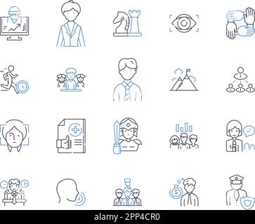 Upward mobility line icons collection. progression, advancement ...