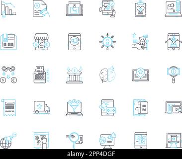 Cyber universe linear icons set. Virtuality, Netizens, Cyberspace ...