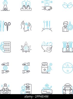 Herbal remedies linear icons set. Aromatherapy, Digestion, Immunity ...