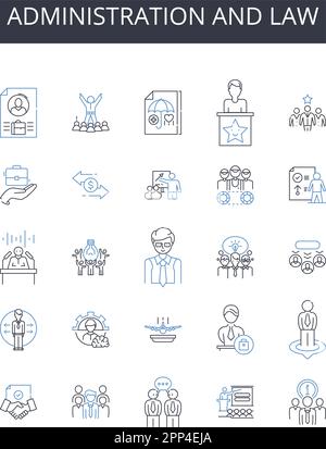 Oversight line icons collection. regulation, supervision, management ...