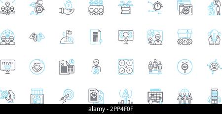 Project kickoff linear icons set. Initiative, Launch, Commencement, Foundation, Beginning, Start ...