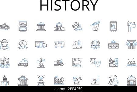 Ancestral records line icons collection. Genealogy, Heritage, Lineage ...