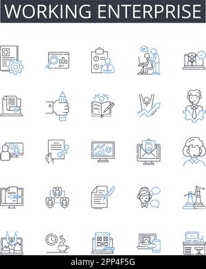 Operating line icons collection. Functioning, Executive, Working ...