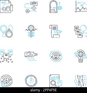 Mathematics calculus linear icons set. derivative, integral, limit ...