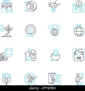 Virtual nerking linear icons set. Engagement, Connection, Interactivity, Collaboration ...