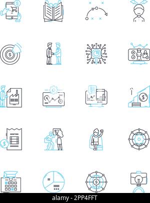 Strong leadership linear icons set. Visionary, Motivating, Decisive ...