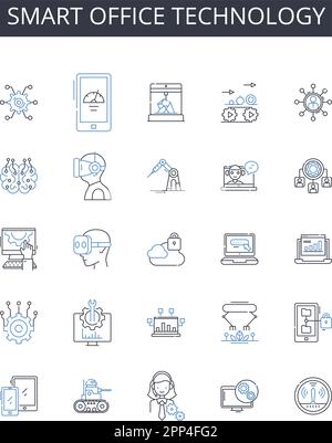 Digital workspaces vector line icons set. Digital, Workspaces, Virtual, Collaborative, Cloud ...