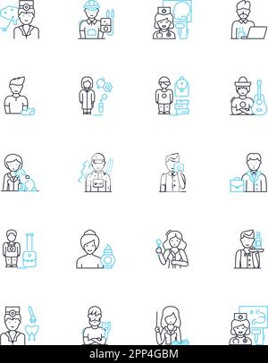 Work progression linear icons set. Advancement, Growth, Development ...