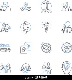 Customer data and analytics linear icons set. Segmentation ...