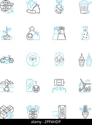 Ecosystem linear icons set. Biodiversity, Habitat, Interdependence ...