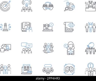 Synergetic teamwork line icons collection. Collaboration, Unity, Trust ...