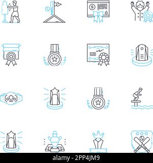 Supervision Oversight linear icons set. Surveillance, Management ...