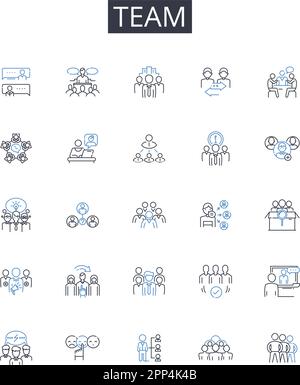 Team line icons collection. Squad, Group, Gang, Unit, Troop, Company ...