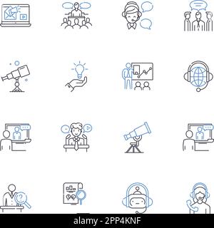 Scrutiny line icons collection. Examination, Analysis, Inspection ...