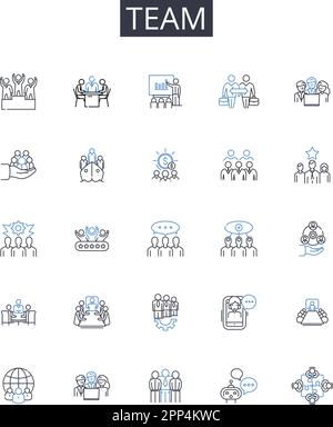 Team line icons collection. Squad, Group, Gang, Unit, Troop, Company ...