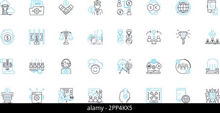 Corporate planning linear icons set. Strategy, Alignment, Forecasting ...