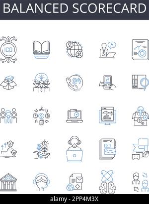 Balanced scorecard line icons collection. Risk assessment, Decision ...