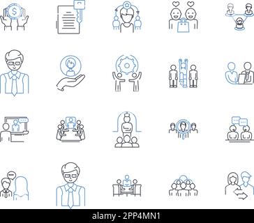 Workforce planning line icons collection. Demographics, Analysis ...