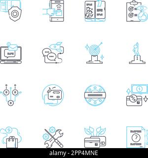 Workspace layout linear icons set. Collaborative, Ergonomic, Organized ...
