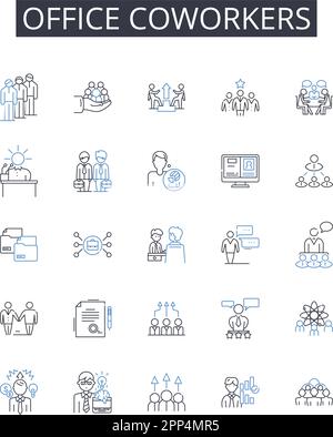 Office coworkers line icons collection. Home, Abode, Dwelling ...