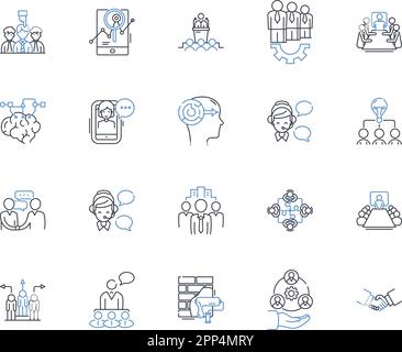 Coherence line icons collection. Unity, Synchronization, Alignment ...