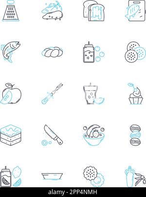 Food court line icons signs set. Design collection of Cafeteria ...