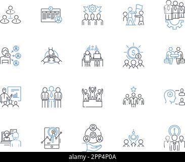 Collective efforts line icons collection. Unity, Collaboration, Synergy ...