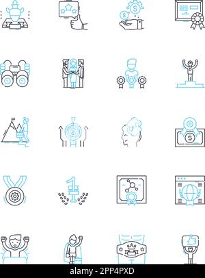 Victories and bonuses linear icons set. Triumphs, Rewards ...