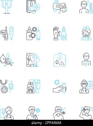 Digital therapy linear icons set. Virtual, Remote, Online, E-therapy ...