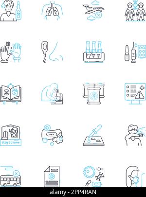 Pathogens linear icons set. Bacteria, Virus, Fungi, Parasites ...