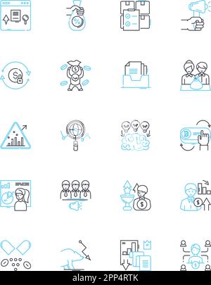 Fiscal responsibility linear icons set. Budgeting, Accountability ...